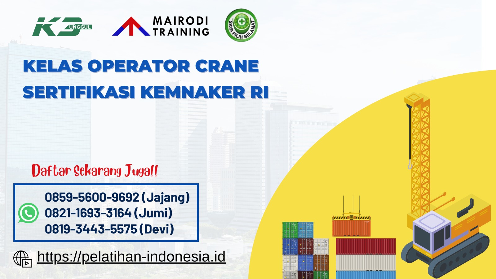 Kelas Operator Crane - Sertifikasi Kemnaker RI