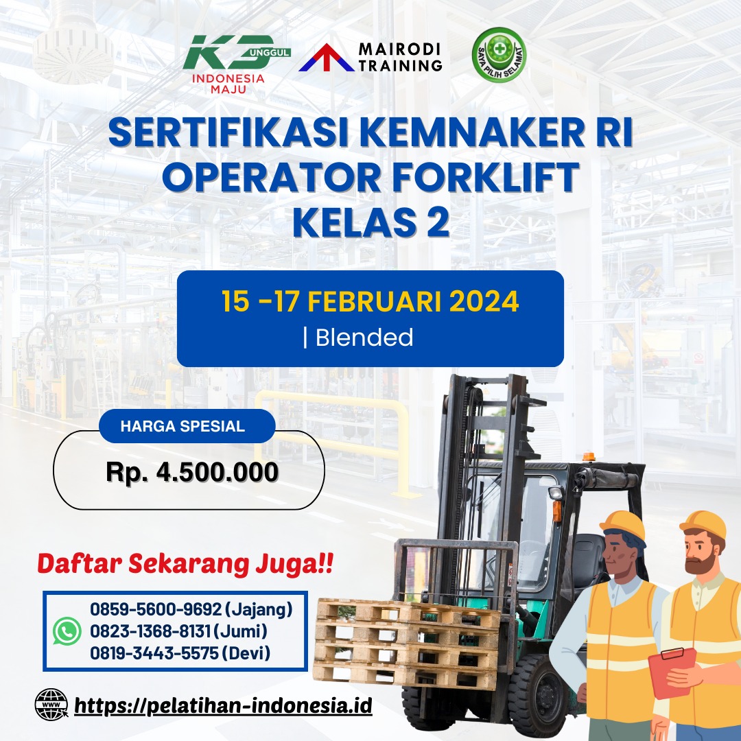 Training Operator Forklift Sertifikasi Kemnaker Ri
